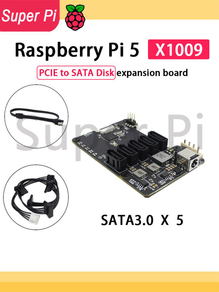 Raspberry PI 5 PCIE to SATA disk expansion board X1009 5-way SATA3.0 ...