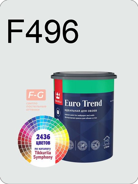 Краска для обоев Tikkurila Euro Trend 0,9л. светло-пастельные оттенки ...