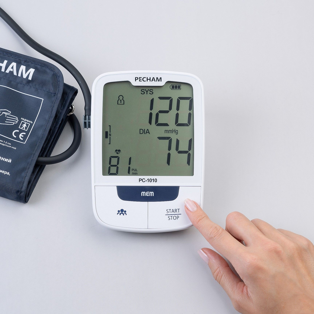 Тонометр автоматический с адаптером PECHAM PC-1010, большая манжета 22-42 см купить на OZON по ...