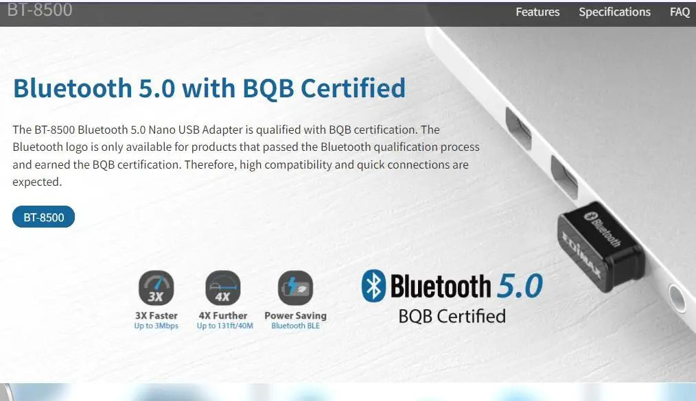 BT-8500 Edimax ПК BT 5,0 EDR Характеристика USB, Win10/11 BeagleBoard ...