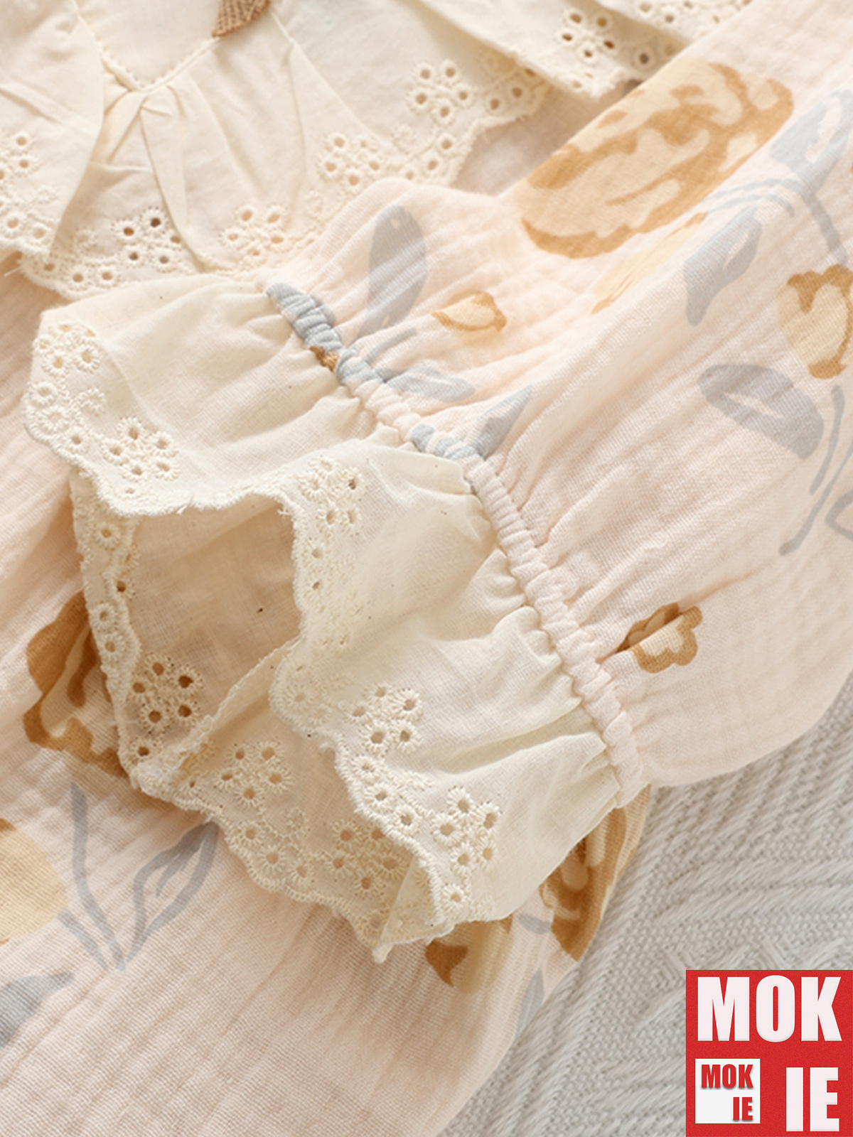 Пижама Женский Mokie с брюками Хлопок, Муслин, размер 46 Цветочный ...