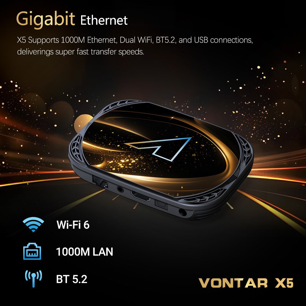 Медиаплеер Vontar X5, RJ-45 Ethernet, USB, HDMI, AV, черный, Android ...