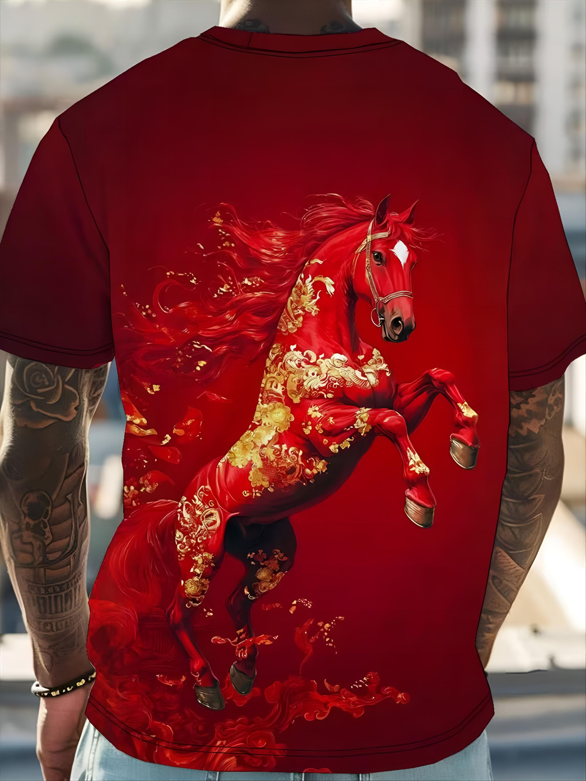 Футболка Мужской разноцветный Короткий, размер 54 Полиэстер FR Мультяшный, Абстракция свободный ...