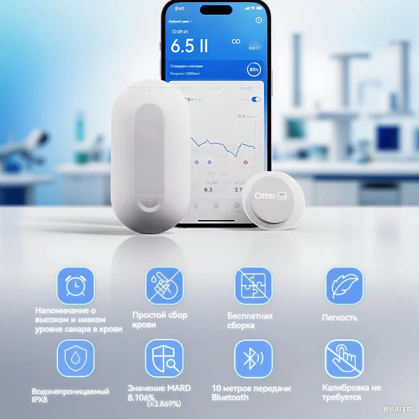 Система динамического непрерывного мониторинга уровня глюкозы Ottai M8 купить на OZON по низкой ...
