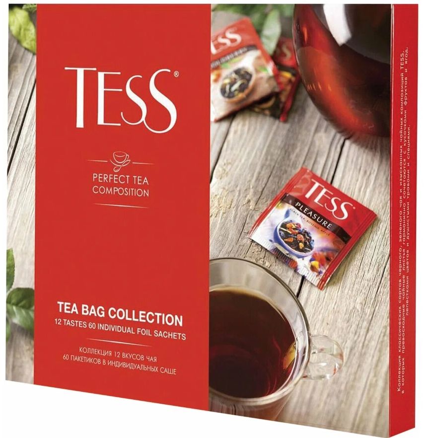 Tess Чай в пакетиках Tea bag collection, 12 видов по 5 штук, 60 шт ...
