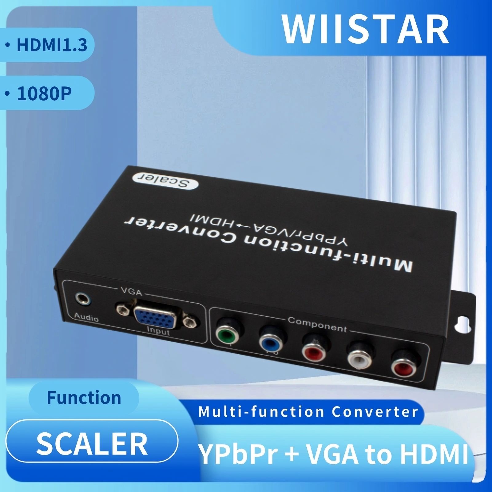 Преобразователь YPbPr + VGA to HDMI с функцией масштабирования, с ...