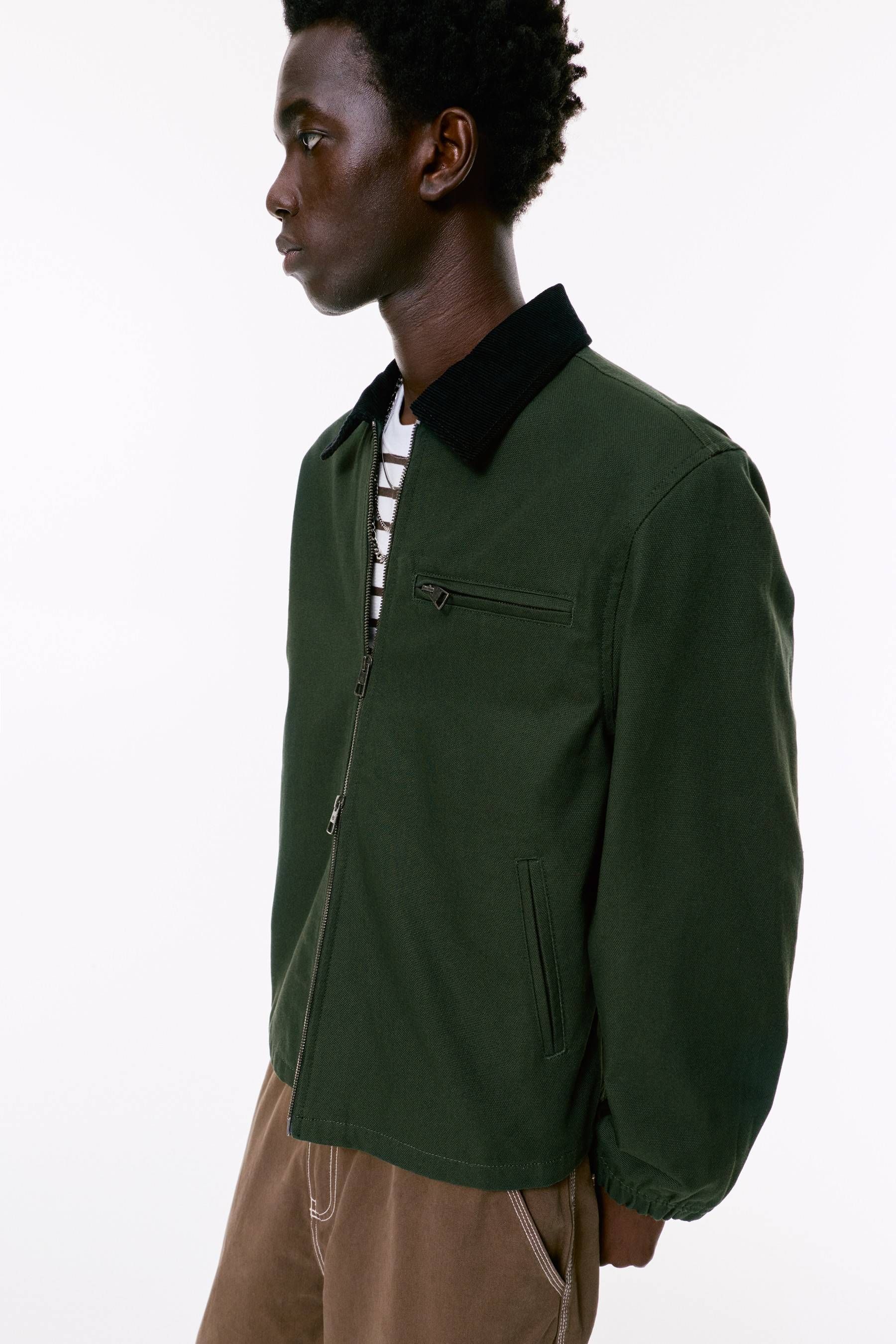 Куртка Мужской Pull&Bear зеленый Полиэстер, Хлопок, размер 46, 48 На любой сезон Бангладеш ...