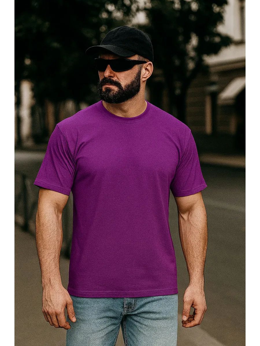 Футболка Мужской Modern фиолетовый Короткий, размер 46 Хлопок ...