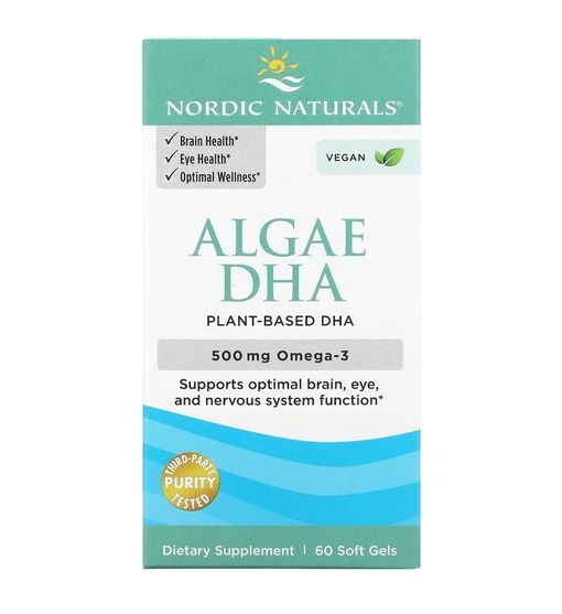 Nordic naturals Algae DHA веган ДГК из водорослей 60 капсул - купить с ...