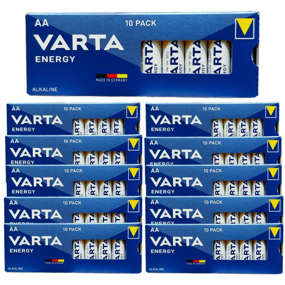 Батарейки VARTA ENERGY AA LR06, пальчиковые, коробка 100 шт - купить с ...
