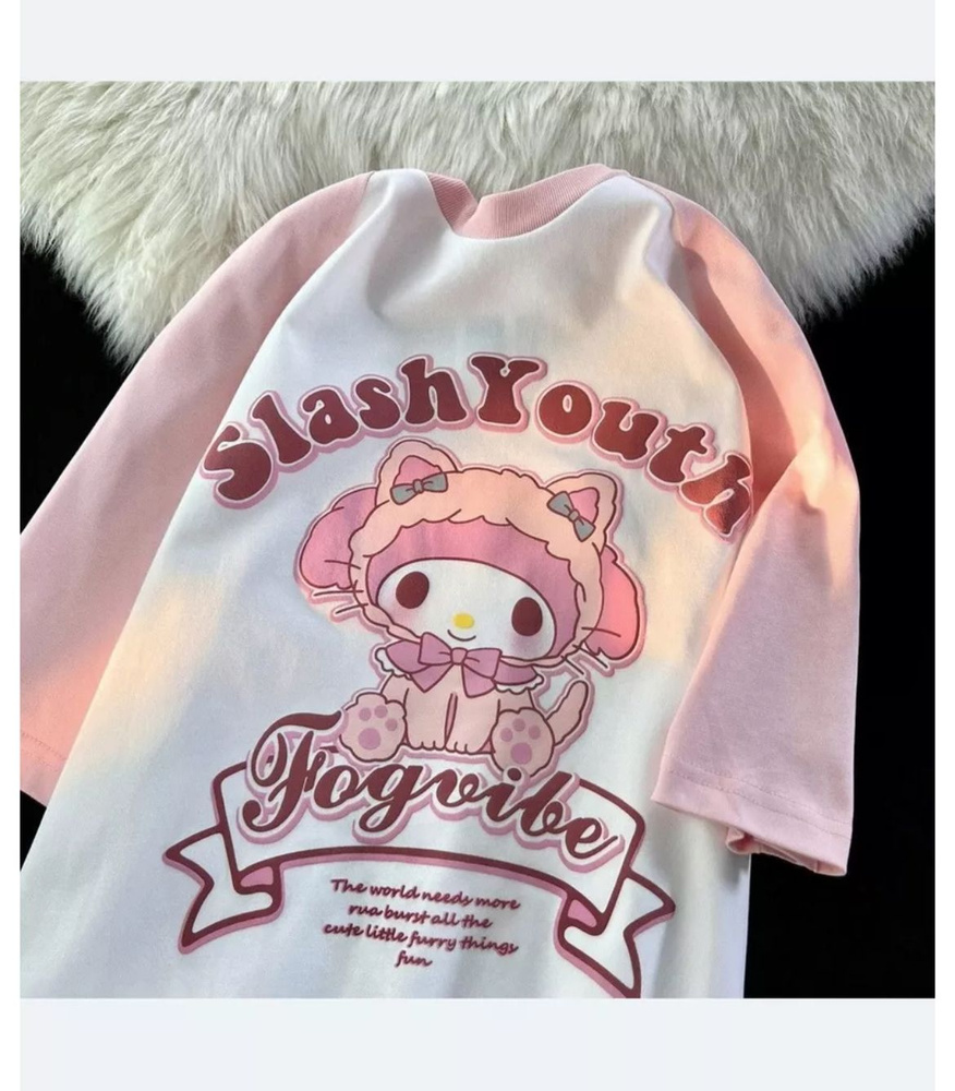 Футболка Женский Hello Kitty светло-розовый Короткий, размер 52, 54 ...