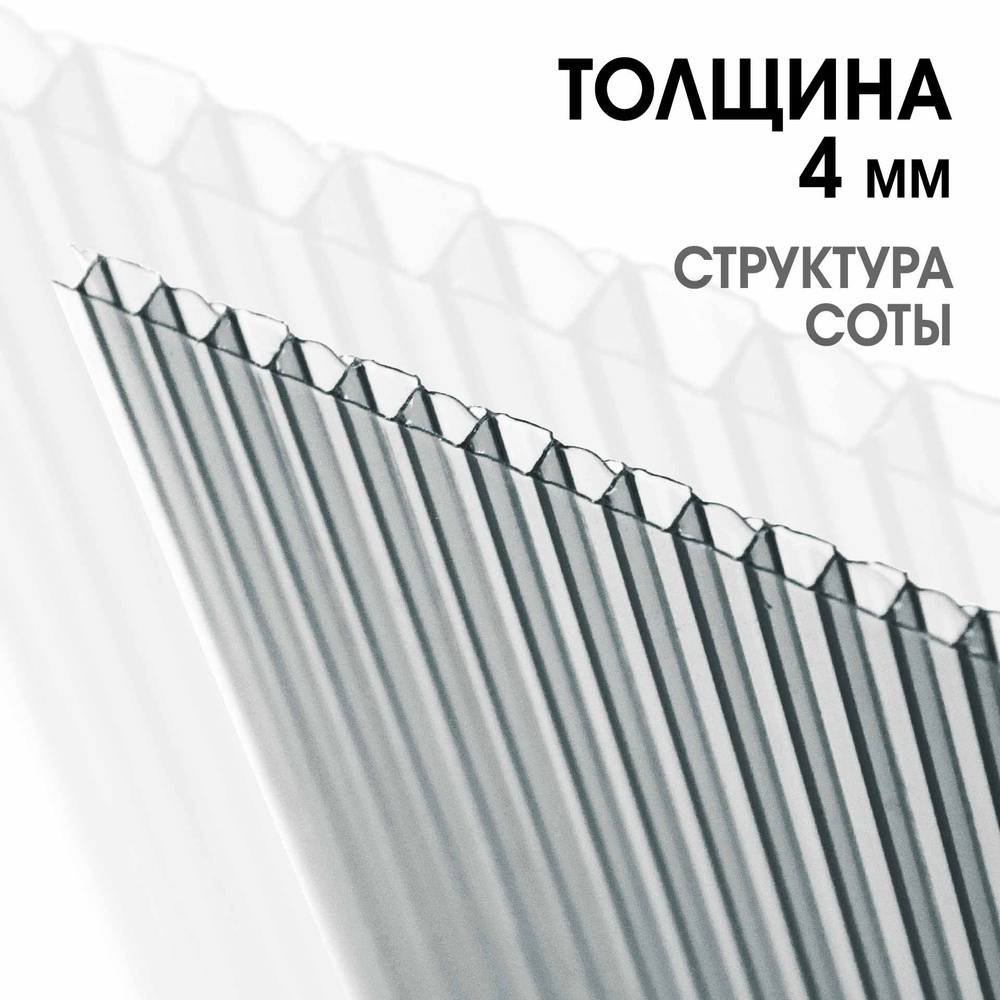 Поликарбонат сотовый 100х70 см. 2 листа. цвет ПРОЗРАЧНЫЙ. Для козырьков ...