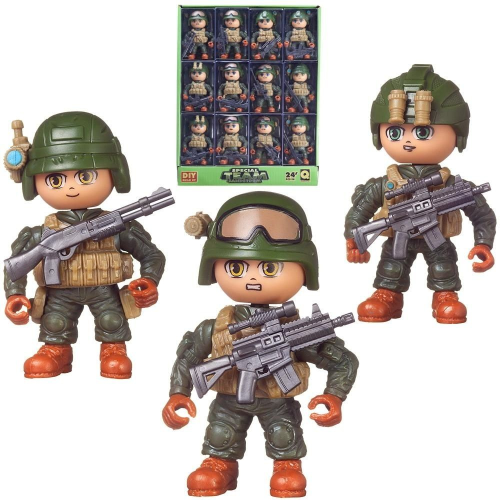 Солдатик Junfa зеленая форма, в индивидуальной прозрачной коробочке, в дисплее по 24 штуки (WP ...