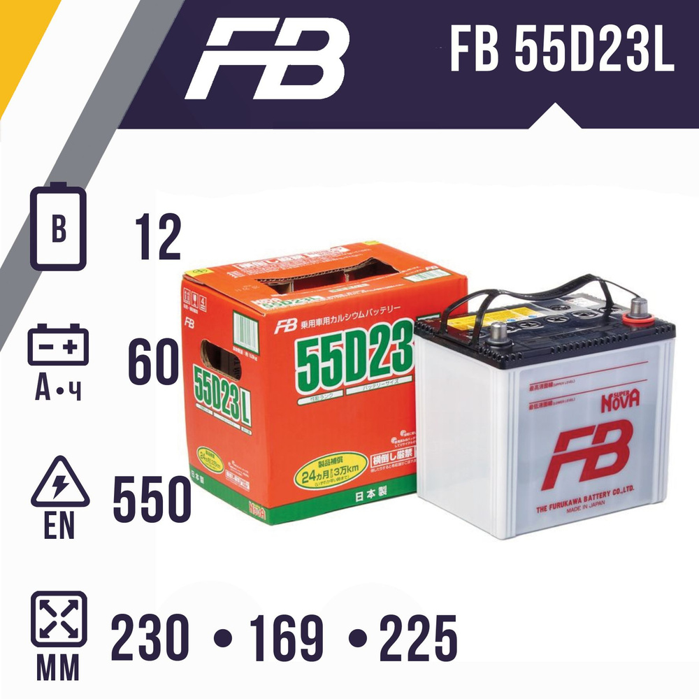 Аккумулятор автомобильный FURUKAWA BATTERY 55D23L купить по выгодной ...