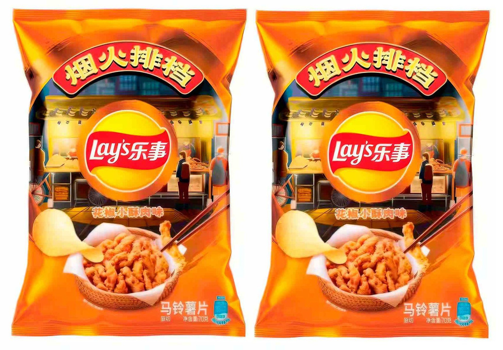 Чипсы Lay's NPC Жареное мясо с сычуаньским перцем, 70 г х 2 шт - купить ...