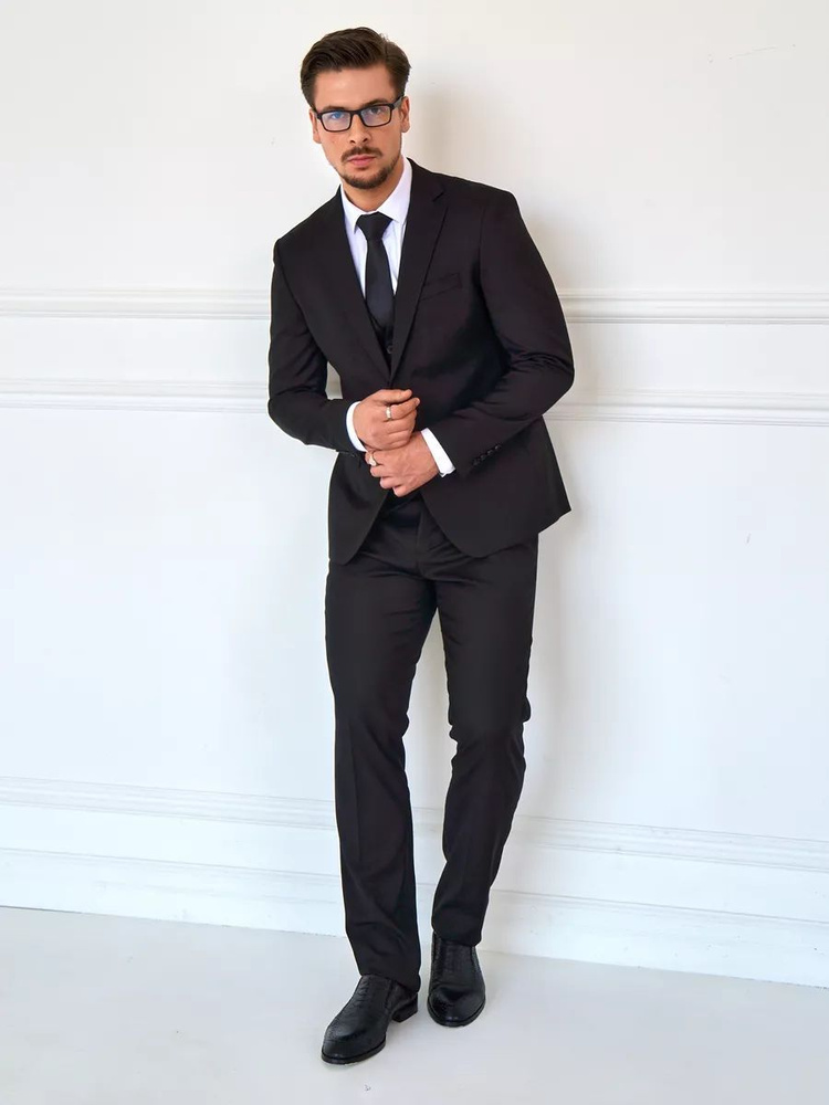 Костюм классический Мужской Daniel Tussi Вечерний/праздничный черный, размер 58 Шерсть, Вискоза ...