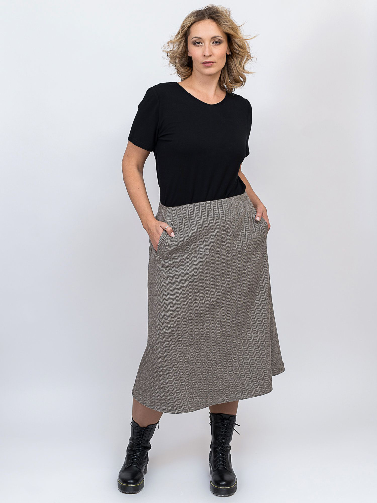 Юбка Женский Balsako серый меланж Трикотаж трапеция, размер 60 Молния ...