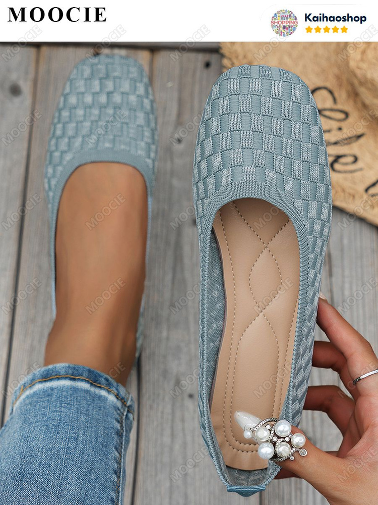 Мокасины Женский MOOCIE черный, размер 43 Без застёжки Без каблука Лето Толстая подошва Бег ...