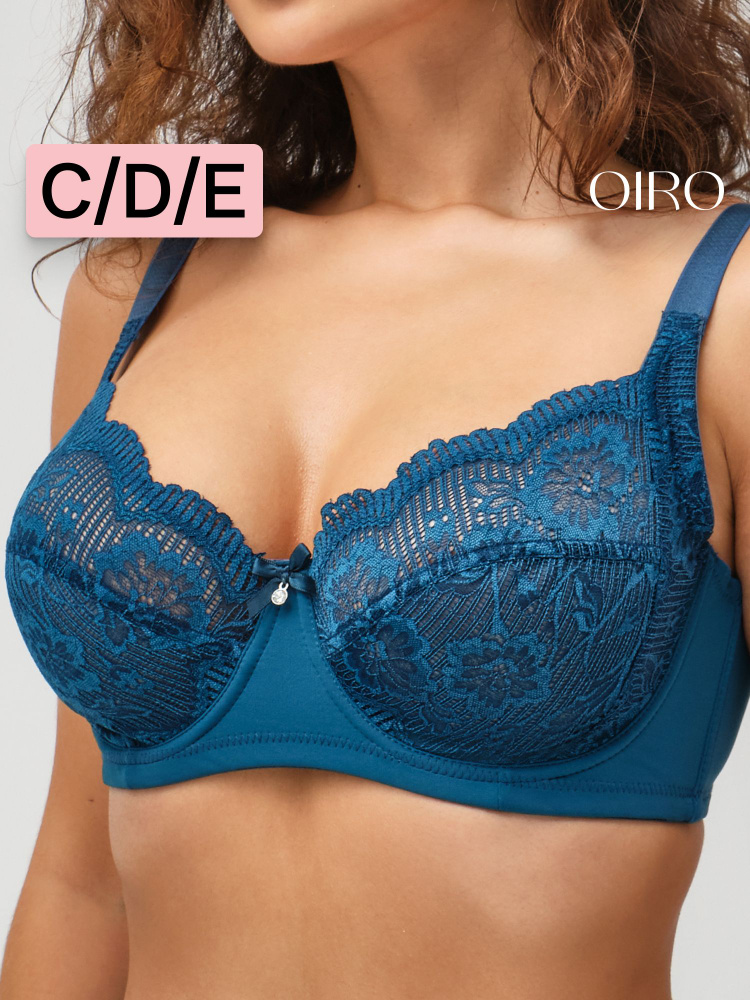 Бюстгальтер Женский OIRO на косточках, с мягкой чашкой, размер 85C изумрудный меланж Полиамид ...