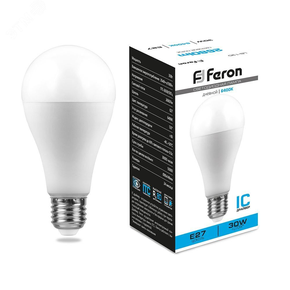 Лампа Feron светодиодная LED 30вт Е27 дневной купить на OZON по низкой ...