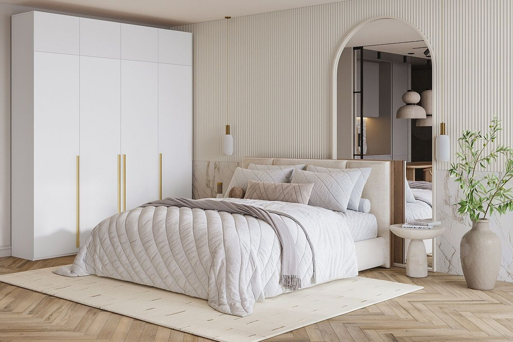 Шкаф распашной Mebelland24 Лорена Хит 4 с антресолью Белый