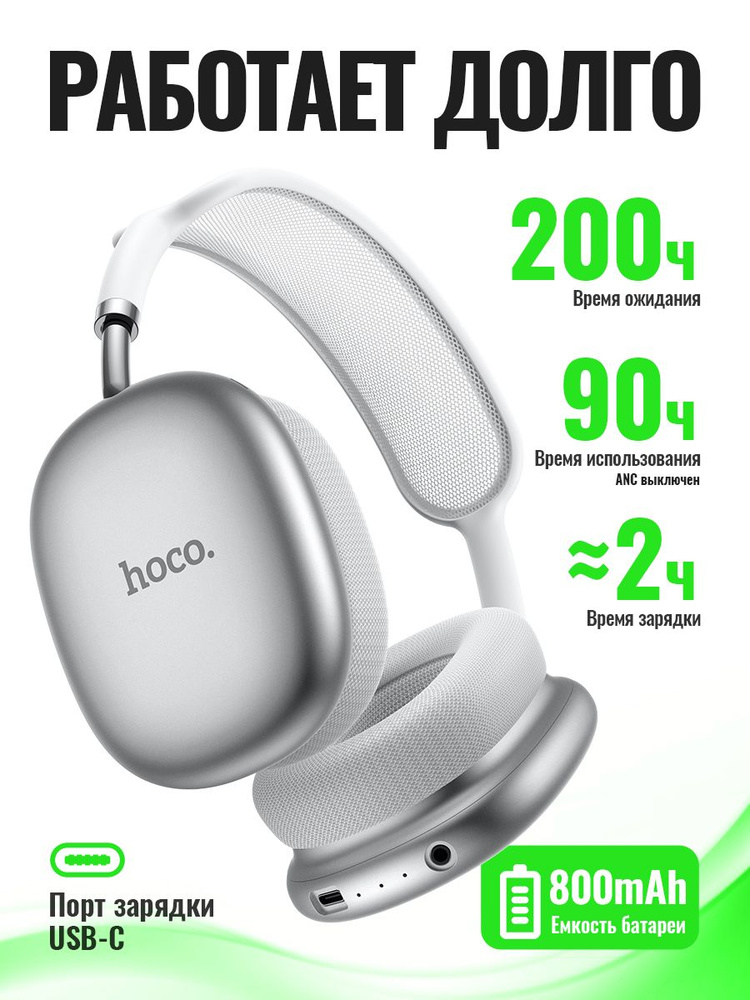 HOCO W55 Plus 2025 Наушники беспроводные большие накладные с шумоподавлением купить на OZON по ...