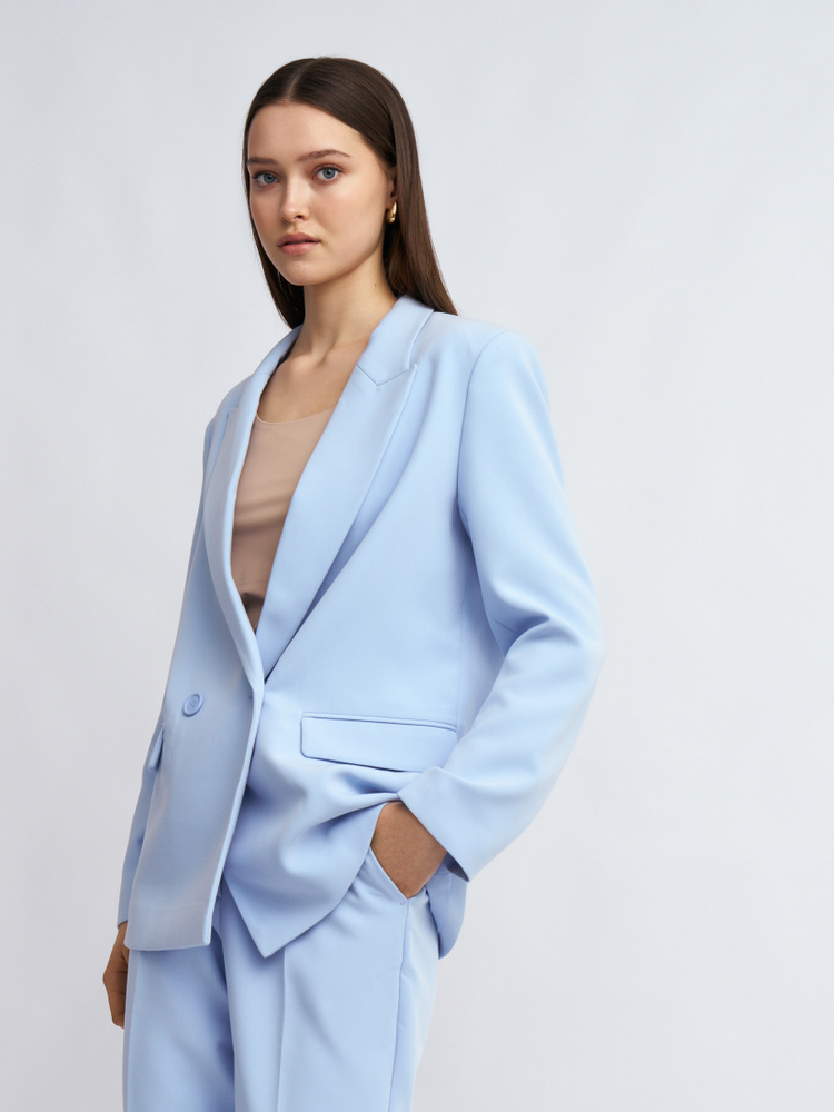 Пиджак Женский Zolla светло-синий, размер 42 Вискоза, Полиэстер Длинный Повседневный, рост 164 ...