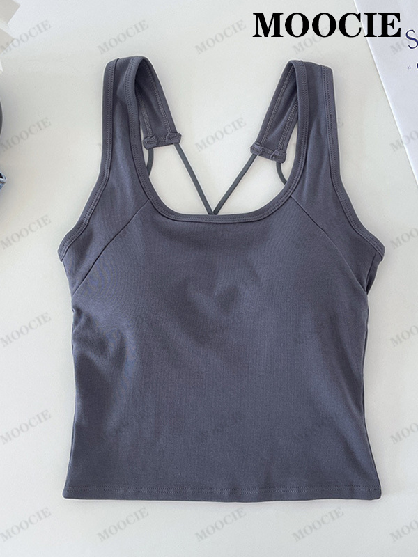 Кроп-топ Женский MOOCIE серый, размер 40, 46 Полиэфирное волокно Без рукавов Повседневный Китай ...