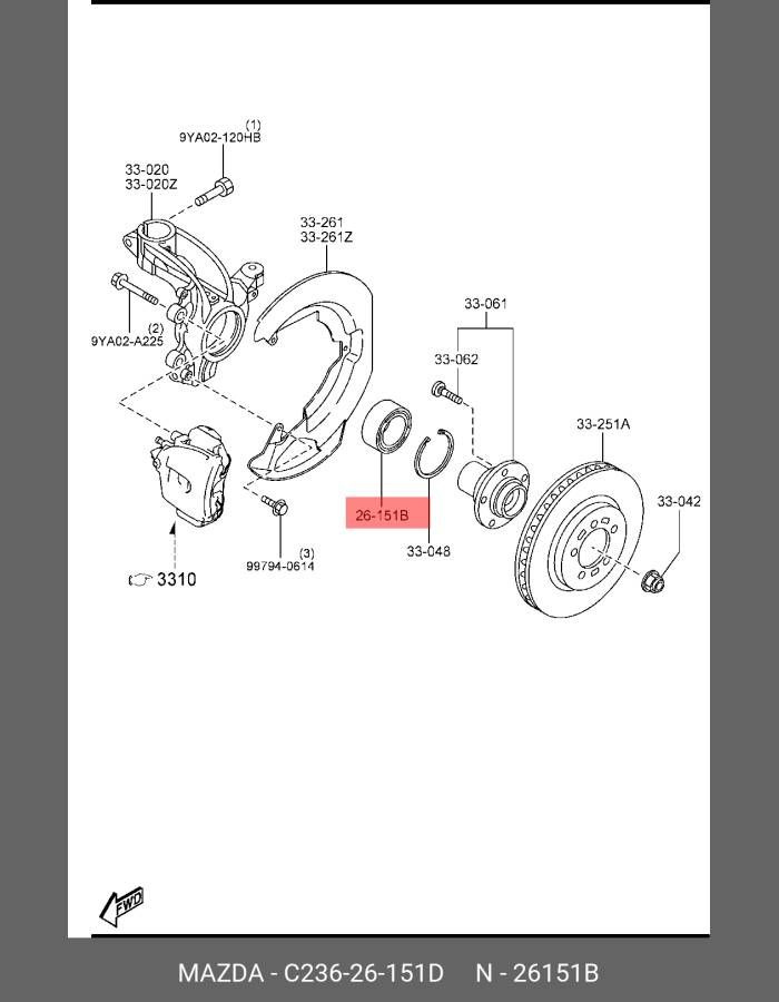 Подшипник ступицы колеса перед Mazda C236-26-151D купить c доставкой на ...