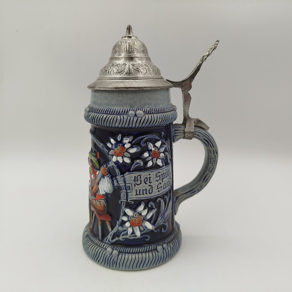 Кружка пивная, керамика, глазурь, рельеф, олово, Marzi & Remy, Германия, 1960-1980 гг. купить на ...