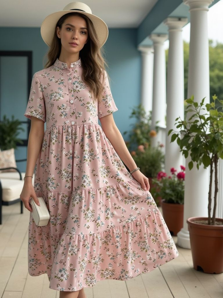 Платье Женский Posh Style розовый платье-рубашка Повседневный Длинный ...