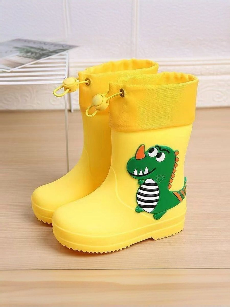 Сапоги резиновые Девочки Мальчики желтый меланж Китай Пряжка На любой сезон купить C доставкой