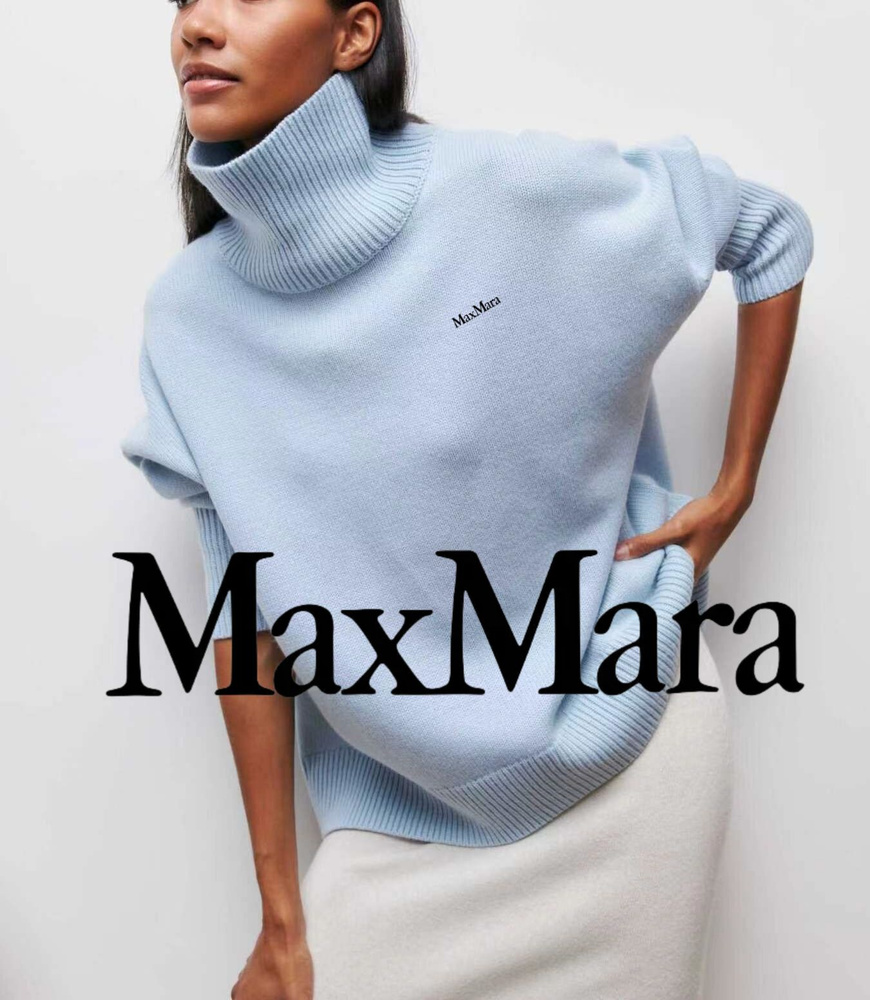 Свитер Женский Max Mara светло-синий, ярко-синий Микрофибра, Экофайбер, размер 46 Другое Лейбл ...