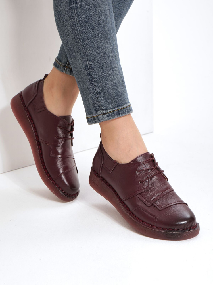 Туфли Женский Covani Натуральная кожа, размер 41 Без каблука 8 слиперы Россия Шнурки ...