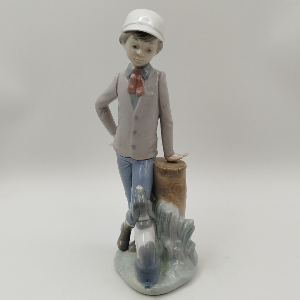 Статуэтка винтажная "Мальчик с собакой", фарфор роспись, NAO Porcelain Испания 1983-2000 гг ...