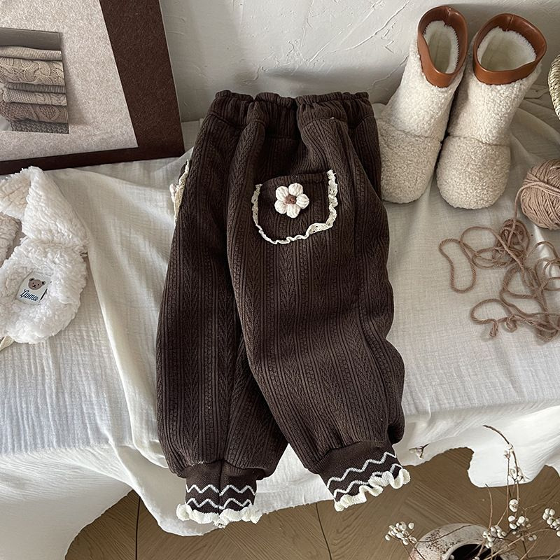 Брюки Девочки MOOCIE джоггеры глубокий коричневый для новорожденных Хлопок Повседневный, размер ...
