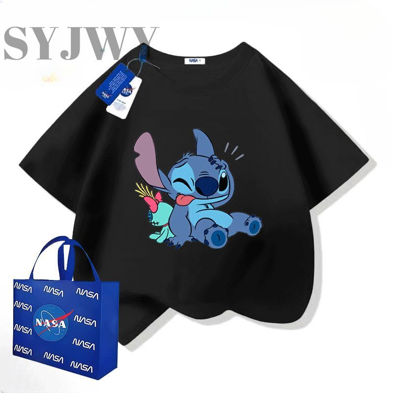 Футболка для малышей Мальчики, Девочки SYJWY Мультяшный Софт, размер 110 Короткий Значки черный ...