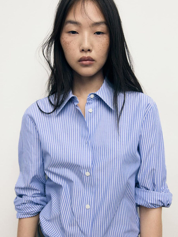 Рубашка Женский MANGO королевский синий Лиоцелл, Хлопок, размер 48, 50 Вьетнам купить c ...