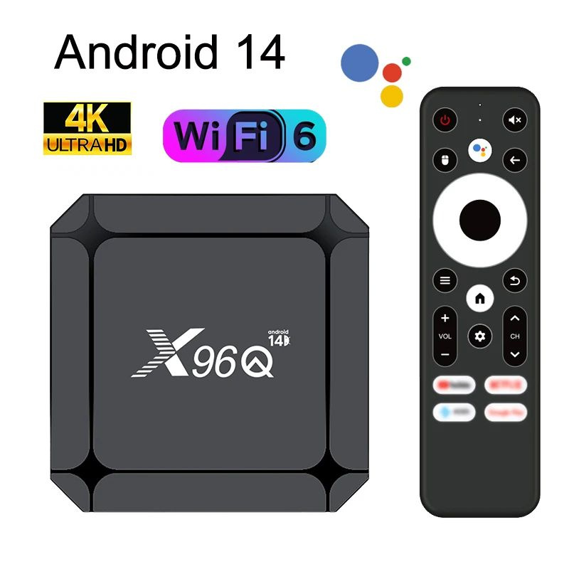 TV BOX Android 14 X96Q Rockchip RK3518 Voice Remote Media Player 2 ГБ ...