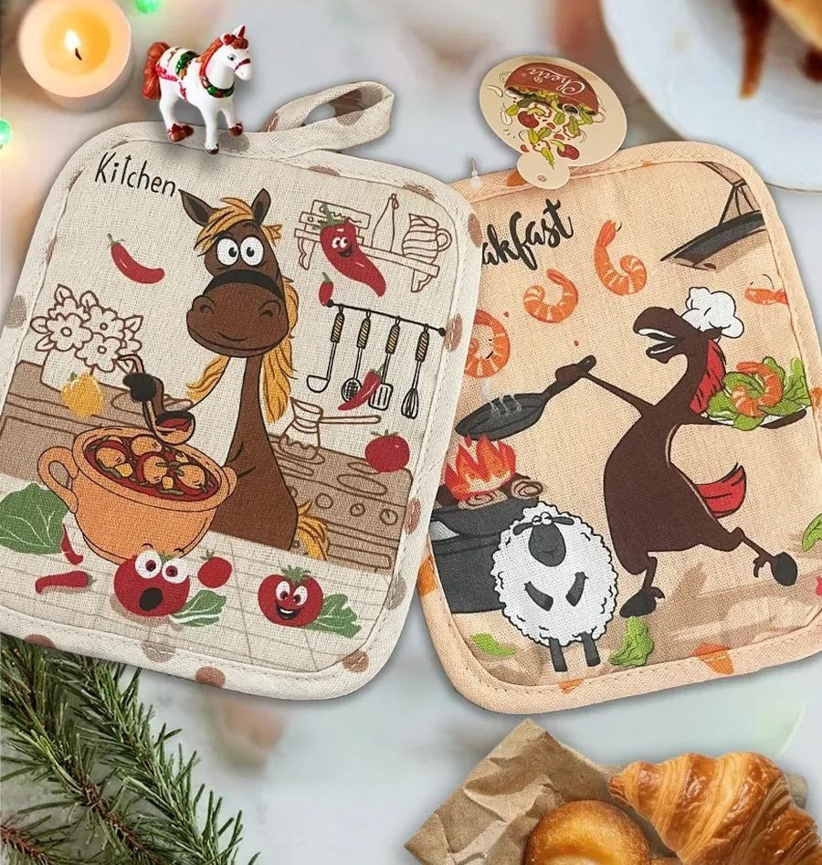 Прихватка, 16x18, 2 шт, разноцветный, Хлопок купить c доставкой на OZON по низкой цене (3006120091)