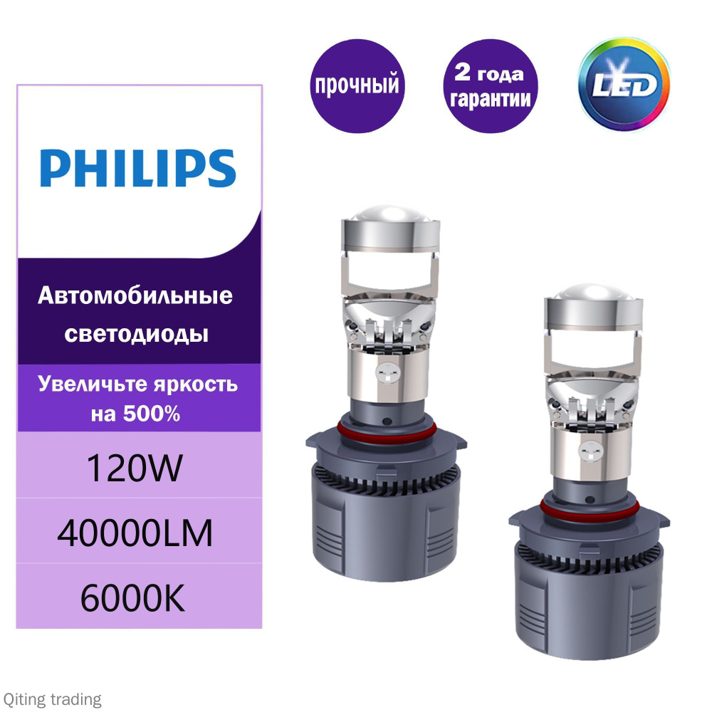 PHILIPS HB3 Smart Mini Lens Integrated LED Headlight Laser Wick 120W ...