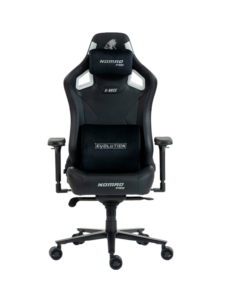 Игровое кресло EVOLUTION NOMAD PRO X-Base Black-Silver компьютерное, мультиблок, 4D-подлокотники ...
