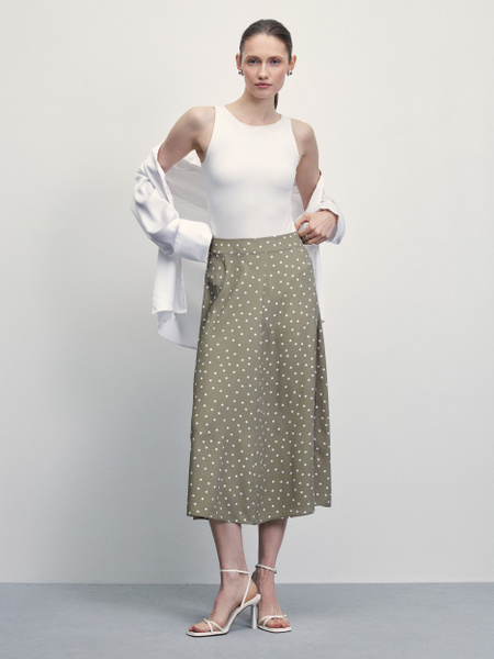 Юбка Женский Zarina зеленый, размер 52 Молния Макси Горох Демисезон А-силуэт, рост 165-180 ...