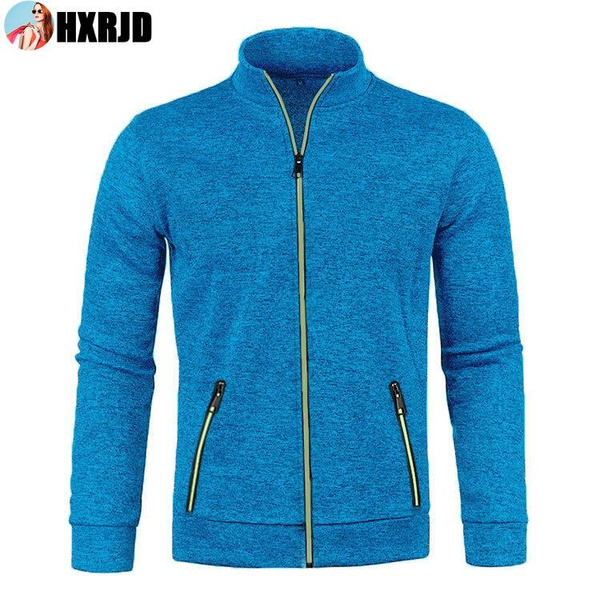 Кардиган Мужской SYJWY ярко-голубой Политекс, размер 56 Молния Карманы, Молния Длинный ...