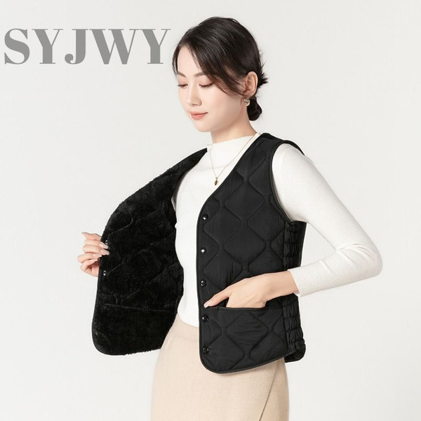 Жилет Женский CHAOPAI глубокий черный Полиэфирное волокно, размер 52 облегающий с открытыми ...