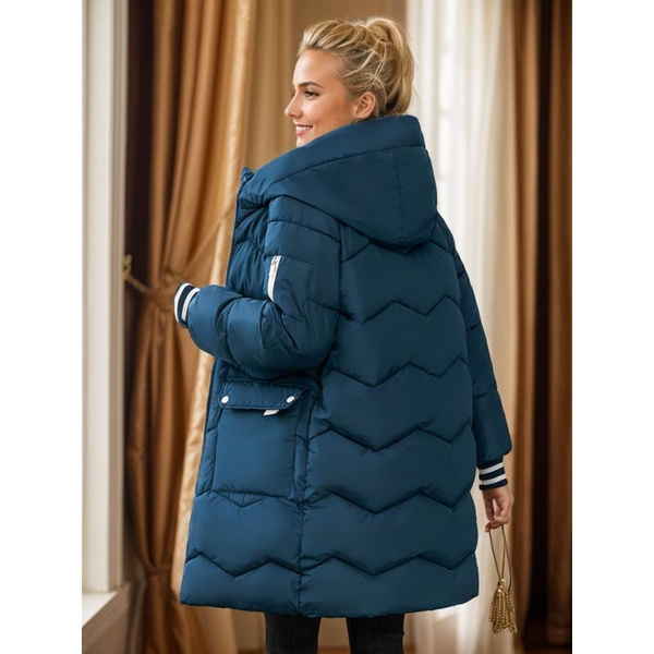 Пуховик Женский ZinBee синий Полиэфирное волокно, размер 48 Длинный Зима Китай купить c ...