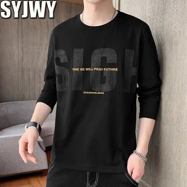 Лонгслив Мужской SYJWY черный Длинный, размер 54 Политекс облегающий Буквы и цифры Повседневный ...
