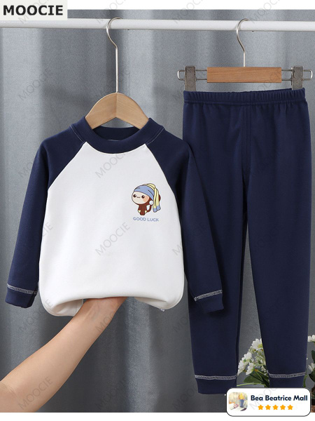 Комплект термобелья Девочки, Мальчики MOOCIE, размер 80 Зима Политекс суровый темно-синий ...