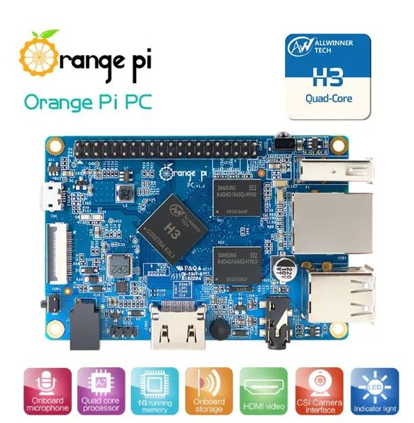 Orange Pi PC, 1 ГБ ОЗУ, четырехъядерный процессор H3, поддерживает ...