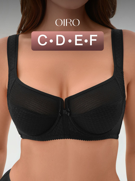 Бюстгальтер Женский OIRO мягкая чашка на каркасе, на косточках, размер 105F черный матовый ...